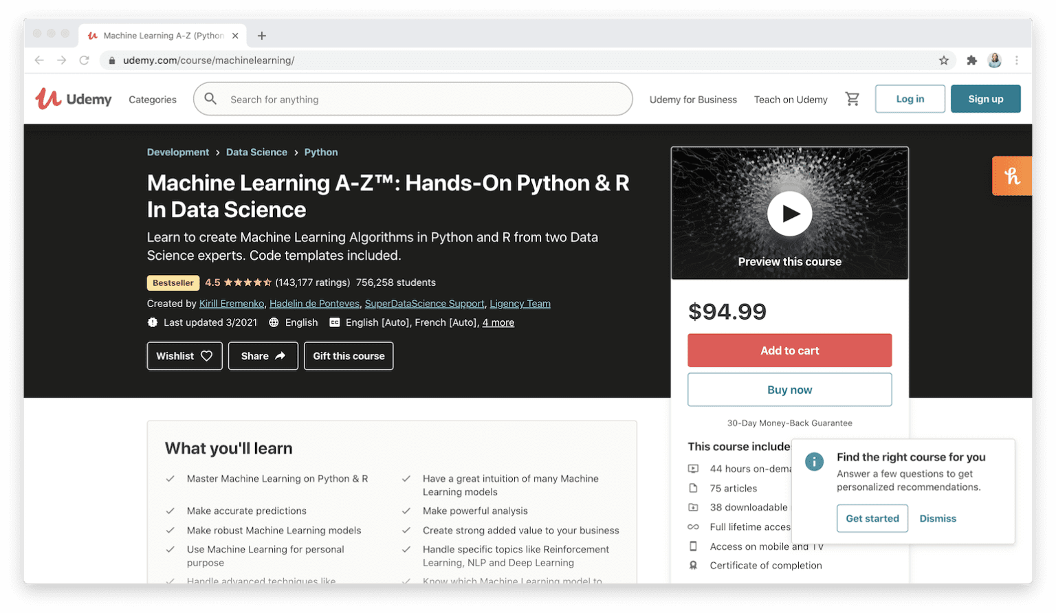 The 13 Best Machine Learning Courses 2021 Guide Learn To Code With Me